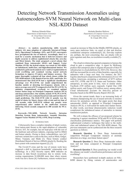 PDF Detecting Network Transmission Anomalies Using Autoencoders SVM