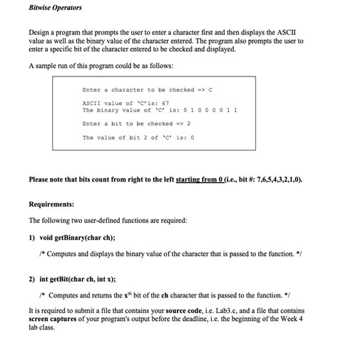 Solved Bitwise Operators Design A Program That Prompts The