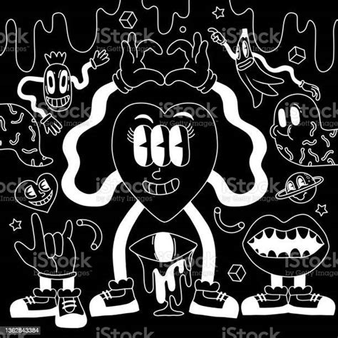 Hand Drawn Abstract Funny Cute Comic Charactersillustration For Poster