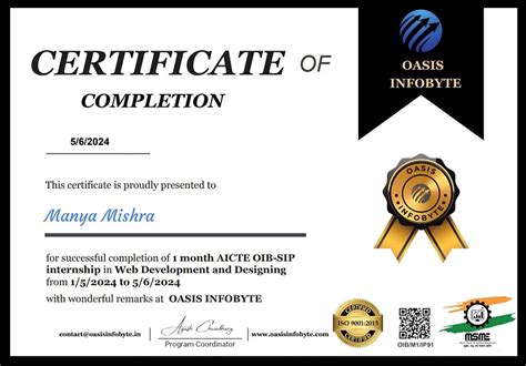 Manya Mishra On Linkedin Webdevelopment Internship Journey Oasis Html Css Js Projects