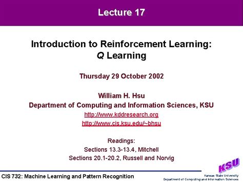 Lecture Introduction To Reinforcement Learning Q Learning