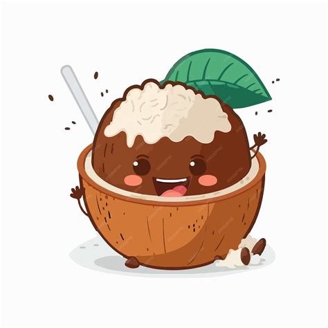 Premium Vector Vector Cute Coconut Cartoon Style