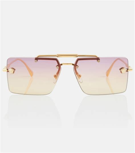 Versace Embellished Rectangular Sunglasses Versace