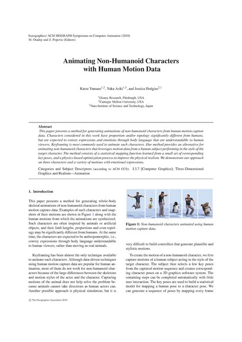 Animating Non Humanoid Characters Eurographics Acm Siggraph