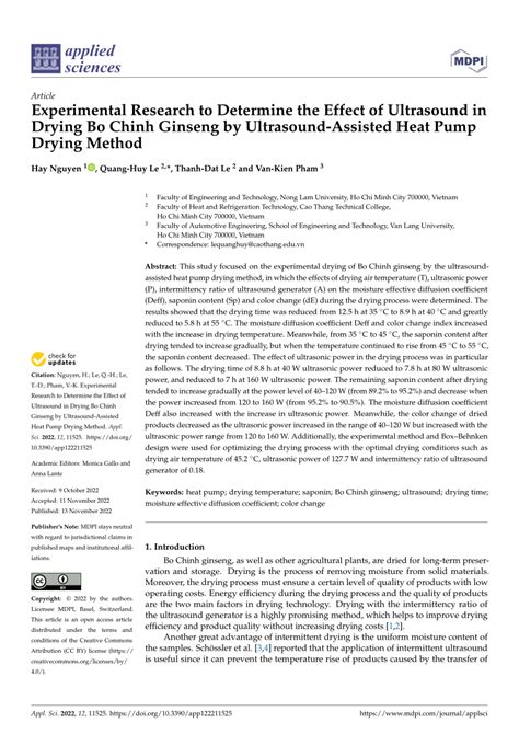 Pdf Experimental Research To Determine The Effect Of Ultrasound In