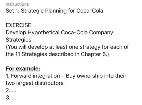 Solved Instructions Set Strategic Planning For Coca C