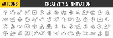 Premium Vector Webset Of 60 Creativity And Innovation Web Icons In Line Style Creativity