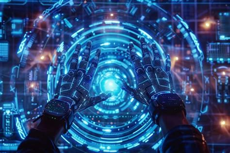 Futuristic Interface Interaction Premium Ai Generated Image