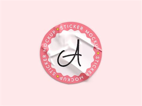 Premium Psd Glossy Round Sticker Mockup