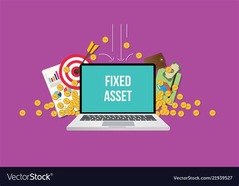 Fixed Asset Concept With Laptop Text On Screen Vector Image