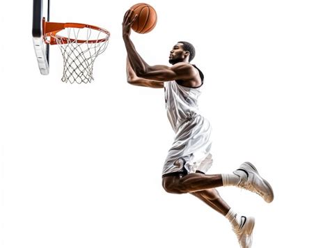 Basketball Player Leaping High For A Slam Dunk Premium Ai Generated Image
