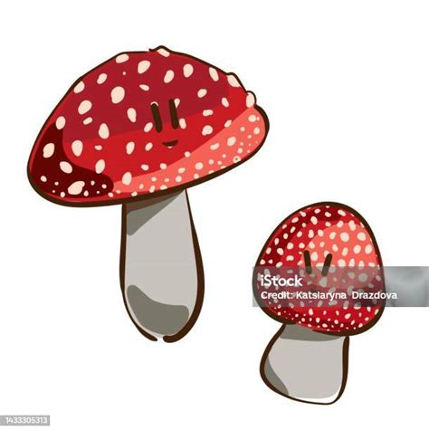 Ilustrasi Vektor Jamur Sederhana Jamur Agari Lalat Merah Gaya Kartun