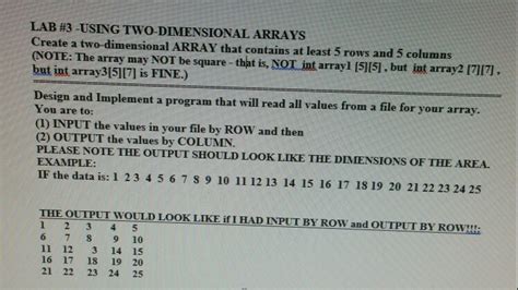 Solved Lab 3 Using Two Dimensional Arrays Create A