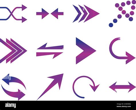 Arrows Direction Guide Cursor Web Navigation Icons Set Gradient Style Vector Illustration Stock