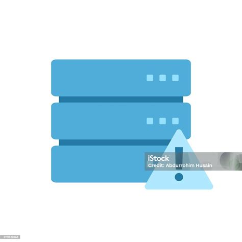 Computer Server Icon With Warning Symbol Data Server Symbol Flat Style Tech Icon Stock