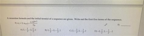 solved a recursion formula and the initial term s of a