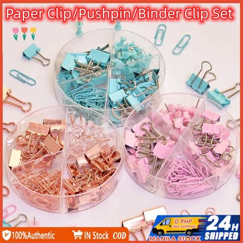 Paper Clip Pushpin Binder 72pcs Clip Set Multifunctional Document Folder Suit School Office