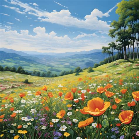 Premium Ai Image Fields Of Spring Wildflowers