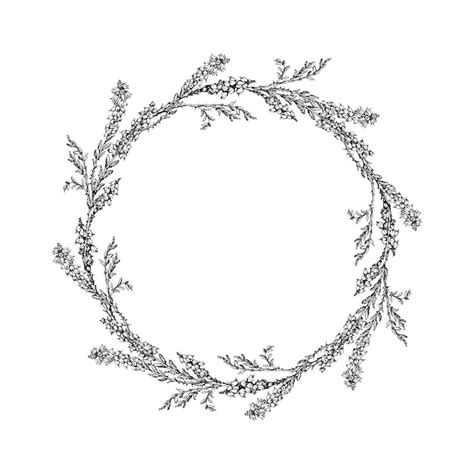 Premium Vector Ink Hand Drawn Vector Graphic Sketch Illustration Flower Circle Wreath Of