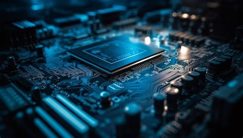 premium ai image abstract complexity of computer parts in blue macro