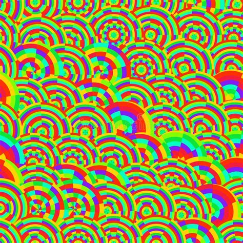 Vector Rainbow Colored Circles Seamless Pattern Stock Illustration