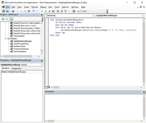 How To Find Named Ranges In Excel By Highlighting Them Using Vba
