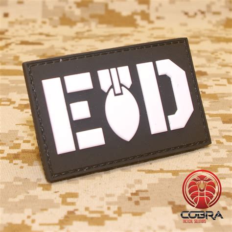 Explosive Ordnance Disposal Eod Black White Pvc Patch Velcro Military Airsoft