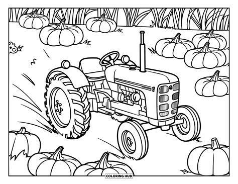 Halloween Tractor Coloring Page