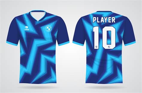 Plantilla de camiseta deportiva azul para uniformes de equipo y diseño