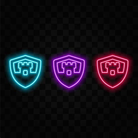 Glowing Neon Line Shield With Cyber Security Brick Wall Icon Isolated On Black Background Data