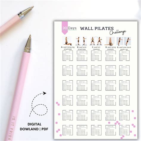 30 Day Wall Pilates Challenge Wall Pilates Workout Digital Etsy