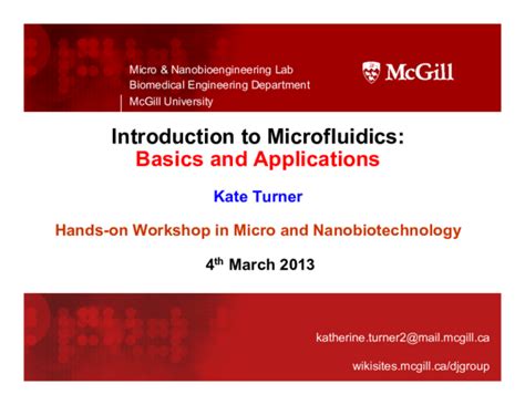 pdf introduction to microfluidics basics and applications