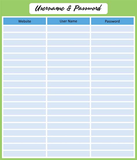 10 Best Free Printable Password Log Sheets Artofit