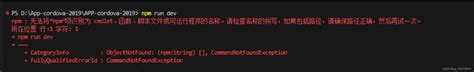 Npm 无法将 Npm”项识别为 Cmdlet、函数、脚本文件或可运行程序的名称。请检查名称的拼写，如果包括路径，请确保路径正确，然后再试