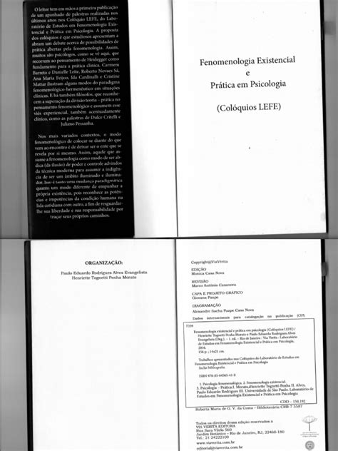 Fenomenlogia Existencial E Prática Clínica Colóquios Lefe 2016