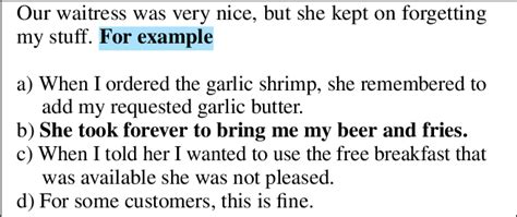 example on commonsense reasoning with discourse connectives the