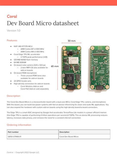 Coral Dev Board Micro Datasheet 3009759 Pdf Power Supply Microcontroller
