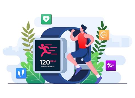 premium vector runner monitoring his heart rate in smartwatch