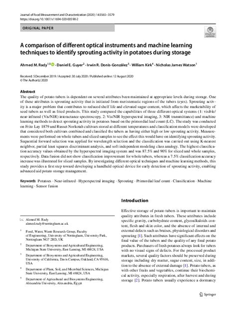 Pdf A Comparison Of Different Optical Instruments And Machine Learning Techniques To Identify