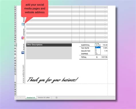 Invoice Template Excel And Google Sheets Easy Invoice Template With Discount And Tax Rate