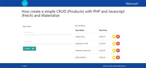 How Create A Simple Crud Products With Php And Javascript Fetch And