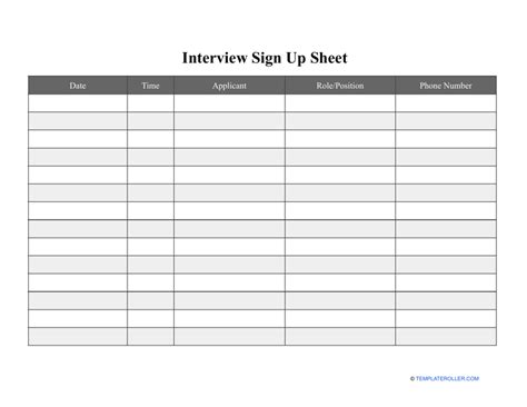 Interview Sign Up Sheet Template Fill Out Sign Online And Download