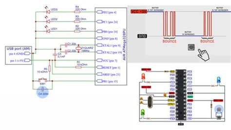 AVR Microcontroller. Toggle LED’s Using a Push Button Switch. Push ...
