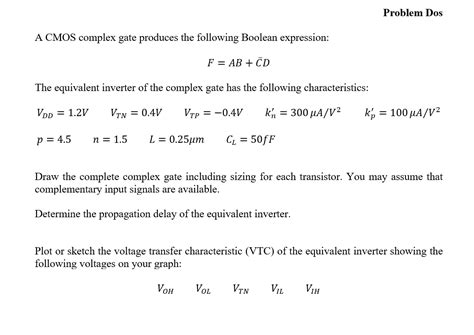 Solved Problem Dos A CMOS Complex Gate Produces The Chegg Com