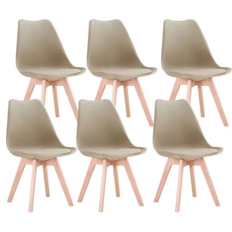 LOT DE 6 Chaise de salle à manger avec Coussin pieds en bois