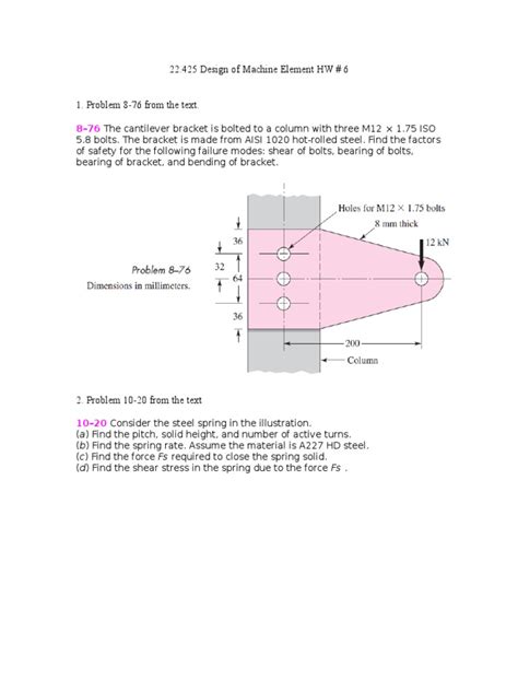 Design Of Machine Elements Homework Pdf