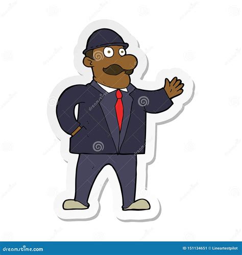 Cartoon Sensible Business Man In Bowler Hat With Thought Bubble Stock