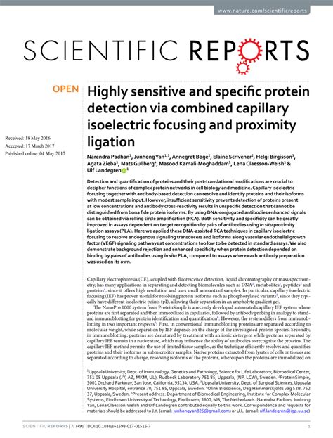 Pdf Highly Sensitive And Specific Protein Detection Via Combined