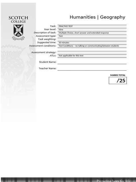 Yr 9 Practice Test Marking Key[47] Pdf