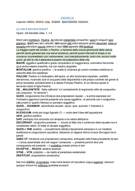 Seneca Testi Traduzione E Analisi Grammaticale Traduzioni Di Latino